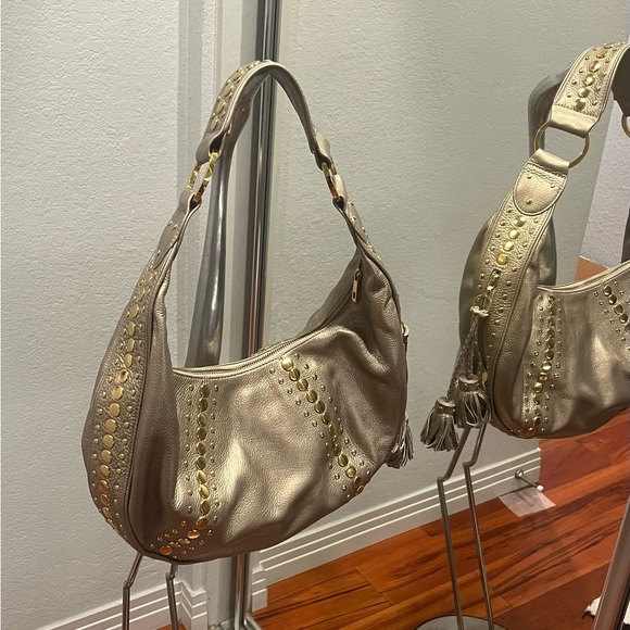 Junior Drake | Bags | Junior Drake Gold Leather Hobo Shoulder Bag With ...
